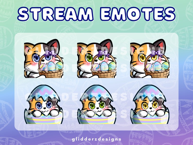 Calico Cat Easter Twitch Emote Pack Easter Cat Emotes for - Etsy