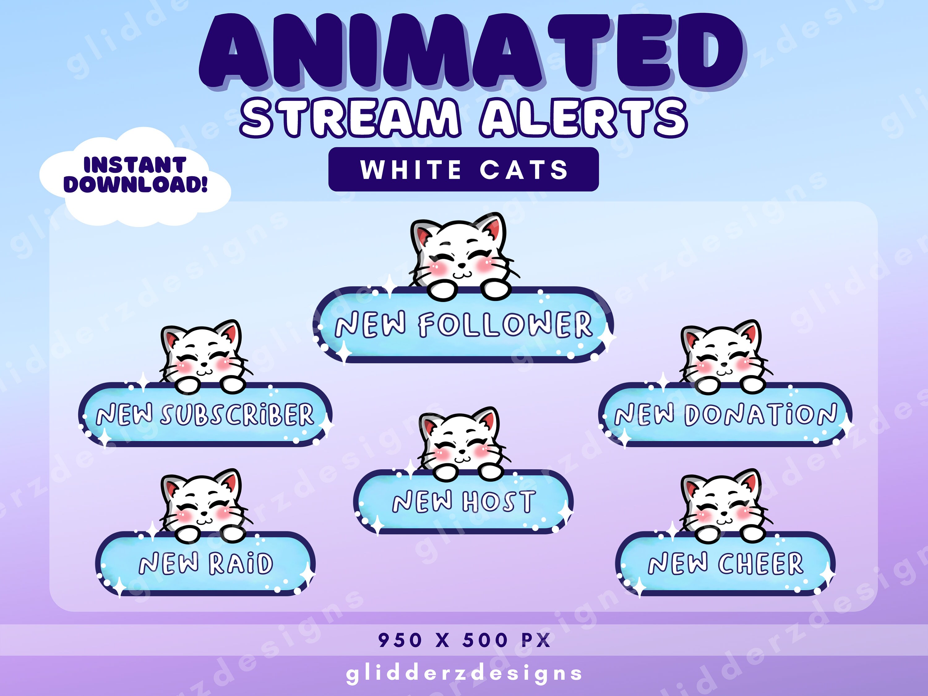ANIMATED Cat Alerts Twitch Cat ANIMATED Stream Alerts - Etsy