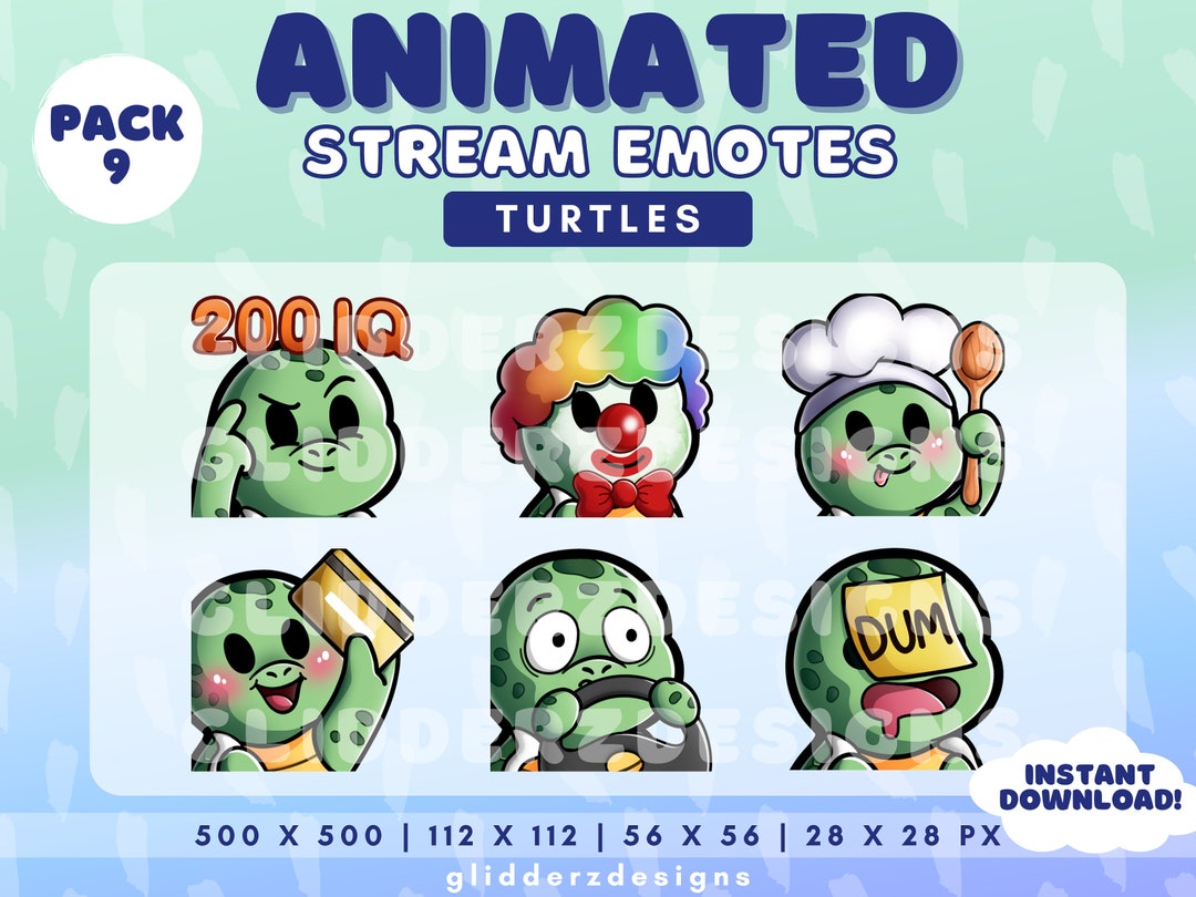 Turtle Animated Emote Pack 9 | Turtle Animated Twitch Emotes | Turtle ...