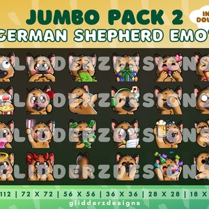 German Shepherd Twitch Emote Jumbo Pack 2 | 24 German Shepherd Emotes ...