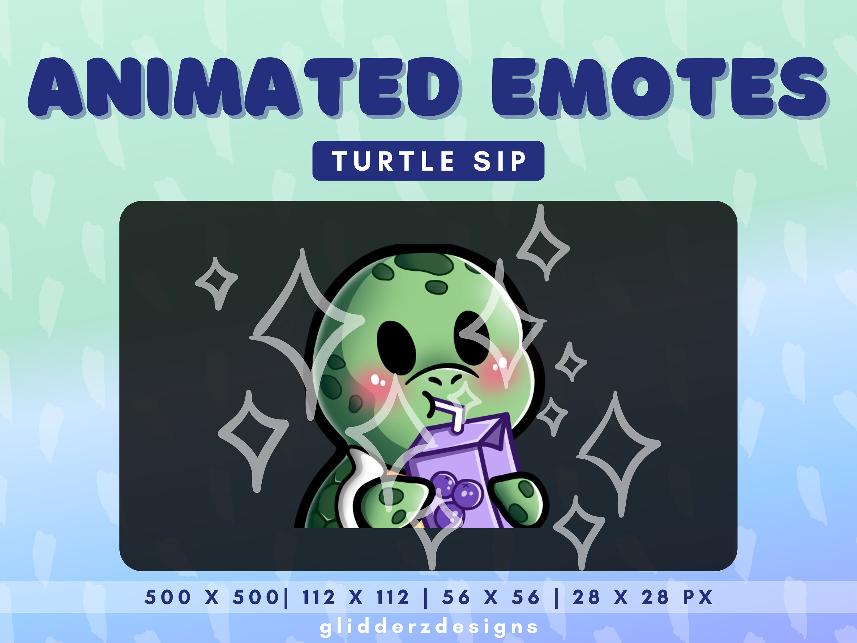 Turtle Animated Sip Emote Twitch Animated Emote Turtle - Etsy