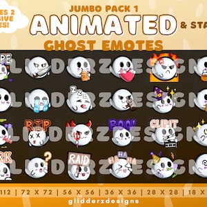 ANIMATED Ghost Emotes JUMBO Pack 1 | 24 Static AND Animated Ghost ...