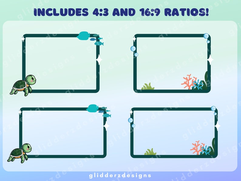 Ocean Webcam Frame Twitch | Turtle Webcam Overlay | Ocean Webcam Border ...