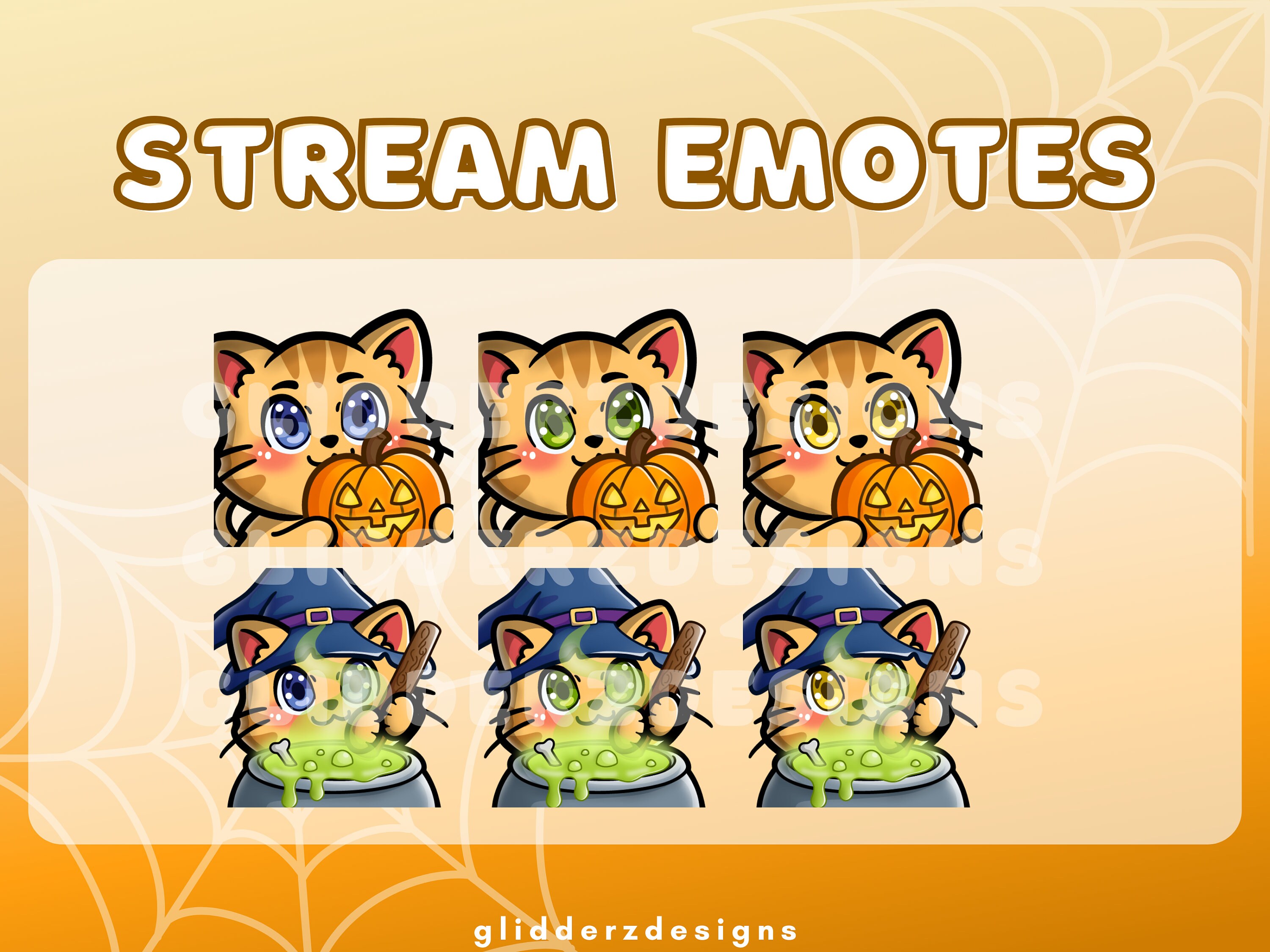 Orange Cat Halloween Emote Pack | Halloween Cat Emotes | 8 Halloween ...