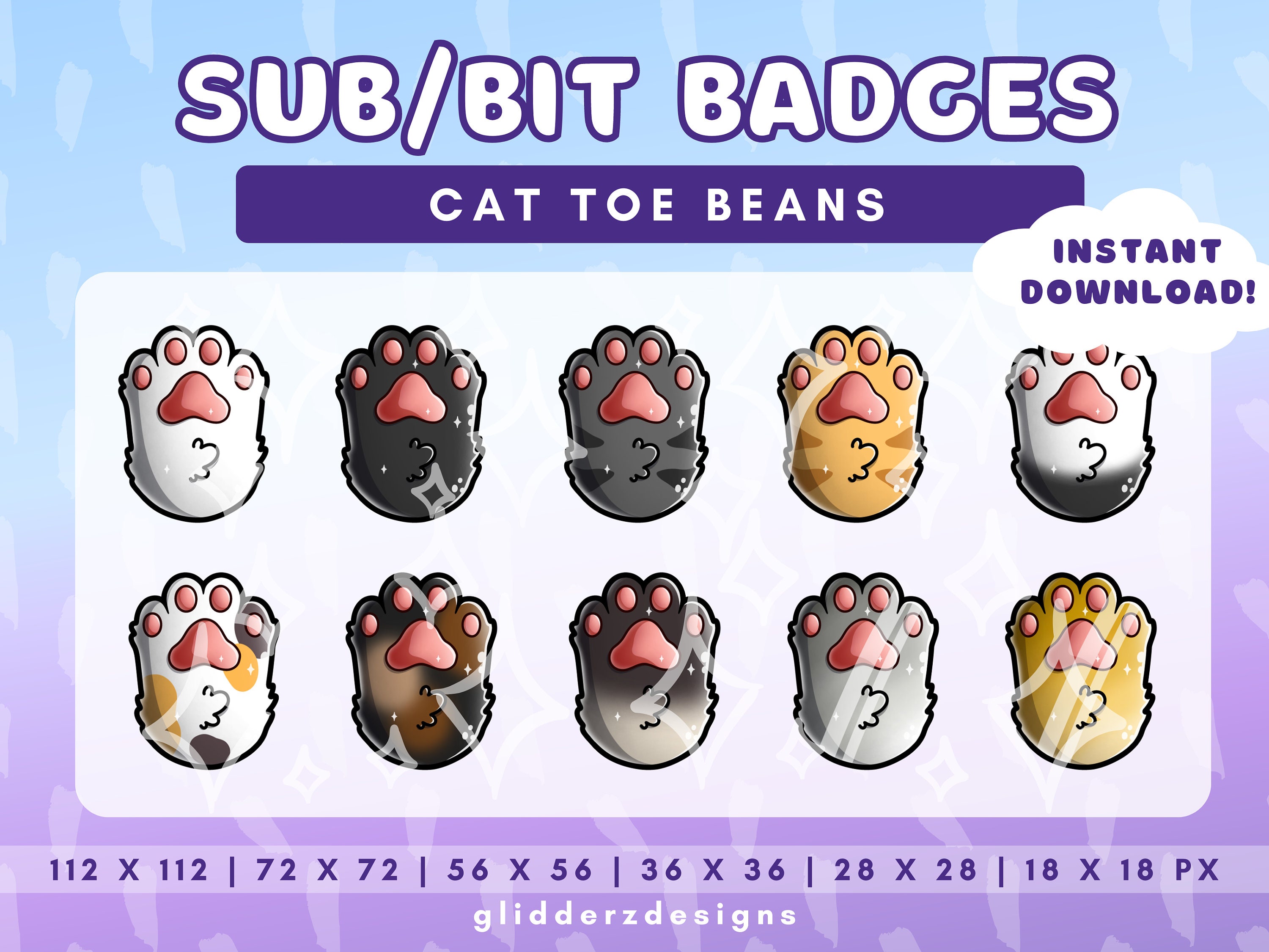 Cat Toe Bean Sub Badges Caw Paw Twitch Badges Cute Cat - Etsy