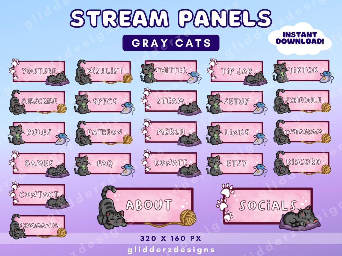 Twitch Panels Cat Gray Cat Panels Twitch 24 Cat Twitch - Etsy