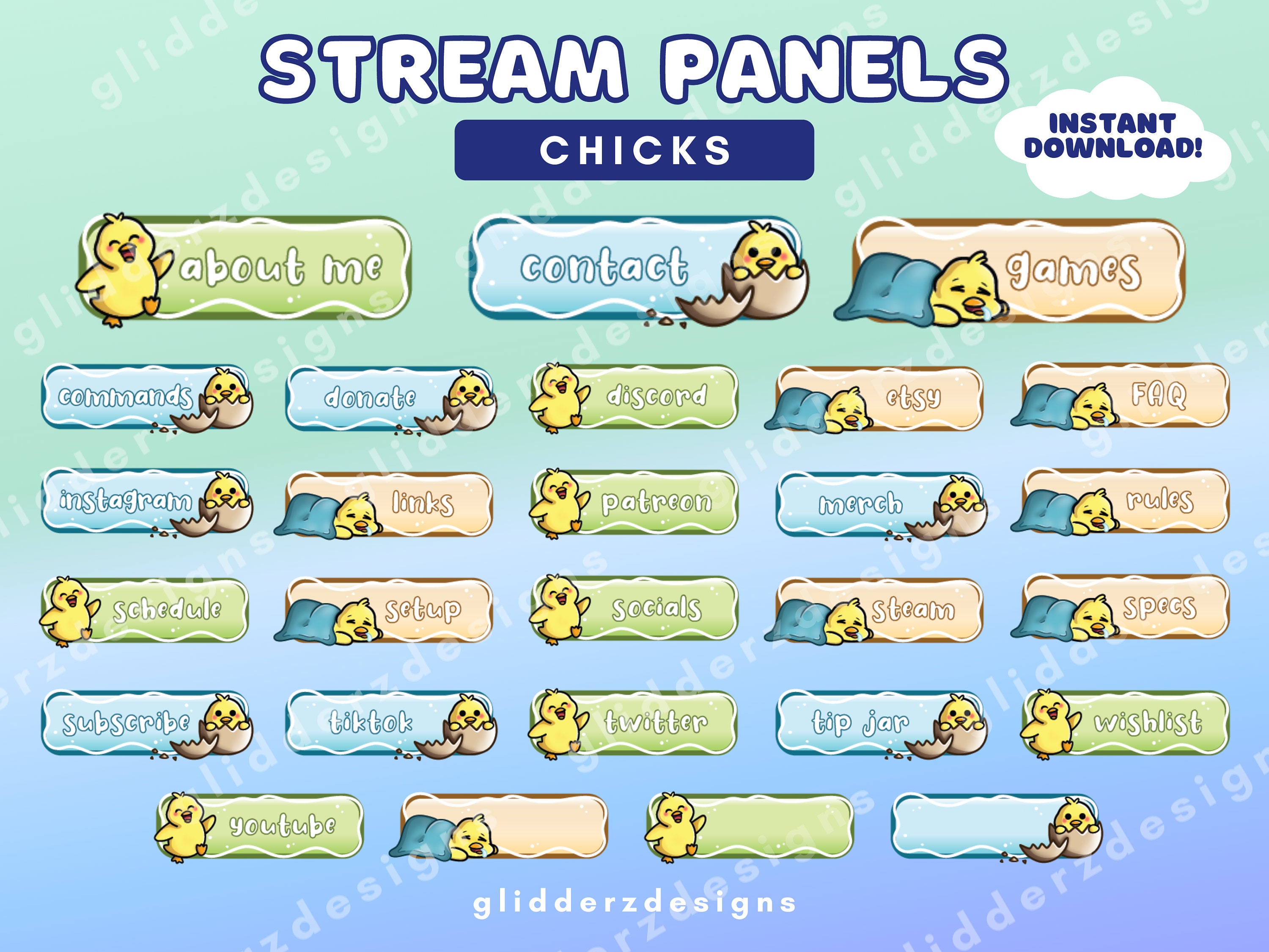 Chick ANIMATED Twitch Overlay Package | Chick Animated Stream Package ...