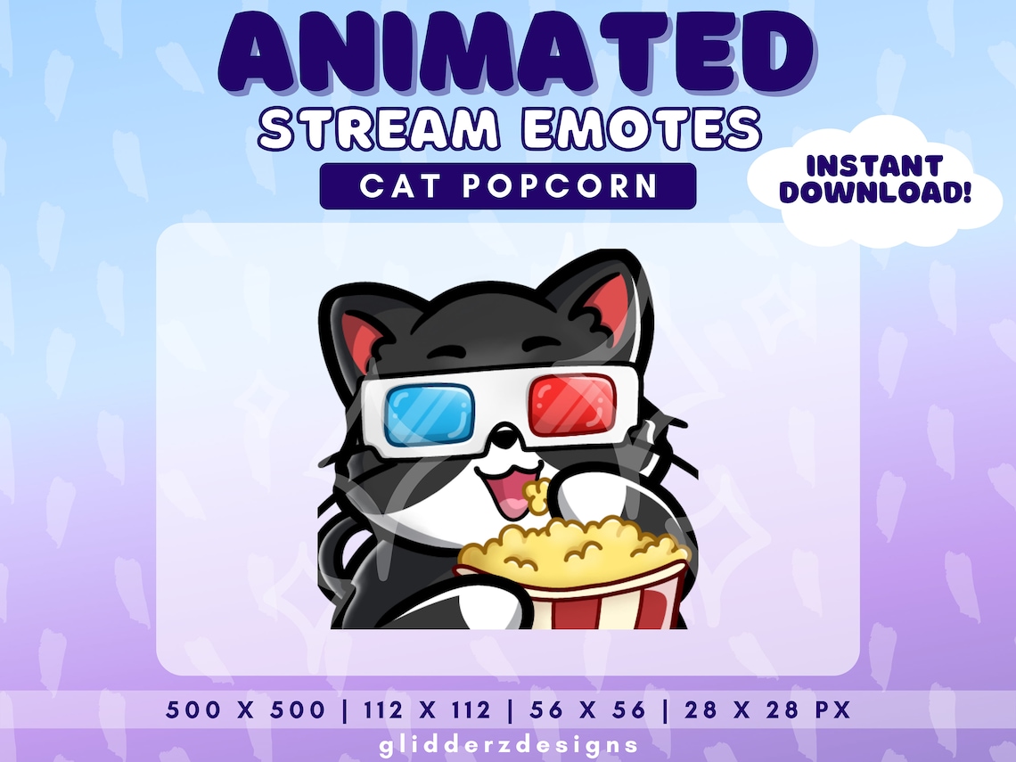 Cat Eating Popcorn Animated Emote Cat Popcorn Animated - Etsy