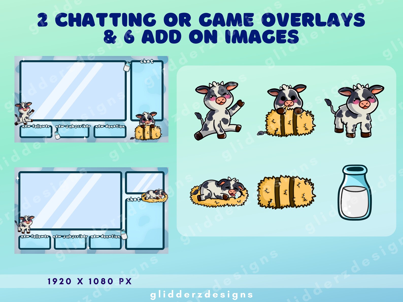 ANIMATED Twitch Overlay Cow Stream Overlay Animated Black - Etsy