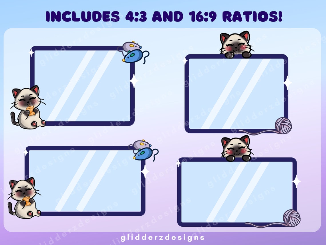 Cat Twitch Overlay Package Animated Stream Overlay Cat - Etsy