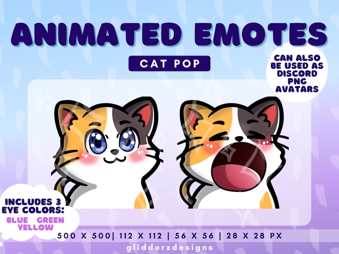 Pop Cat Animated Emote | Calico Cat Twitch Emotes | Cat Pop Emote ...