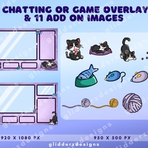 ANIMATED Twitch Overlay Cat | Cat Animated Stream Overlays | Tuxedo Cat ...