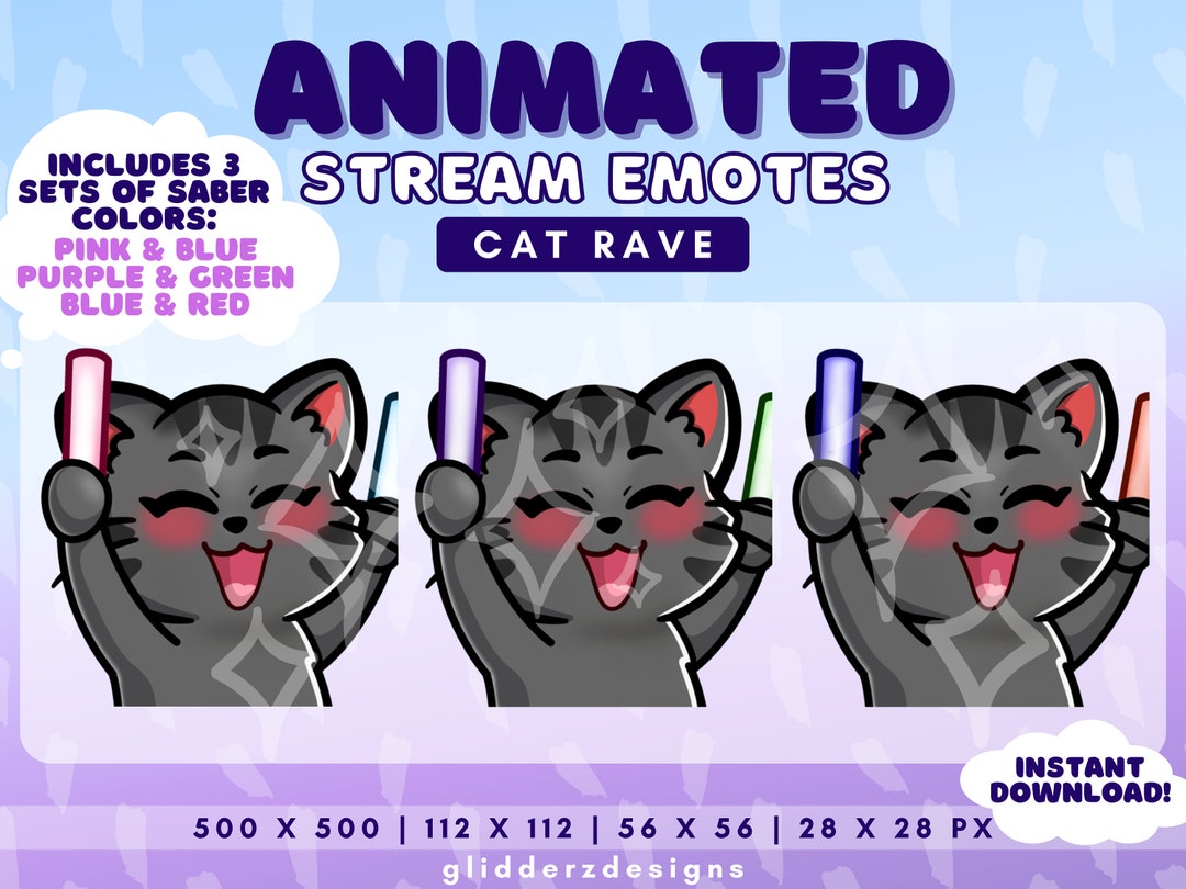 Gray Cat Light Saber Animated Emote | Gray Cat Rave Animated Twitch ...