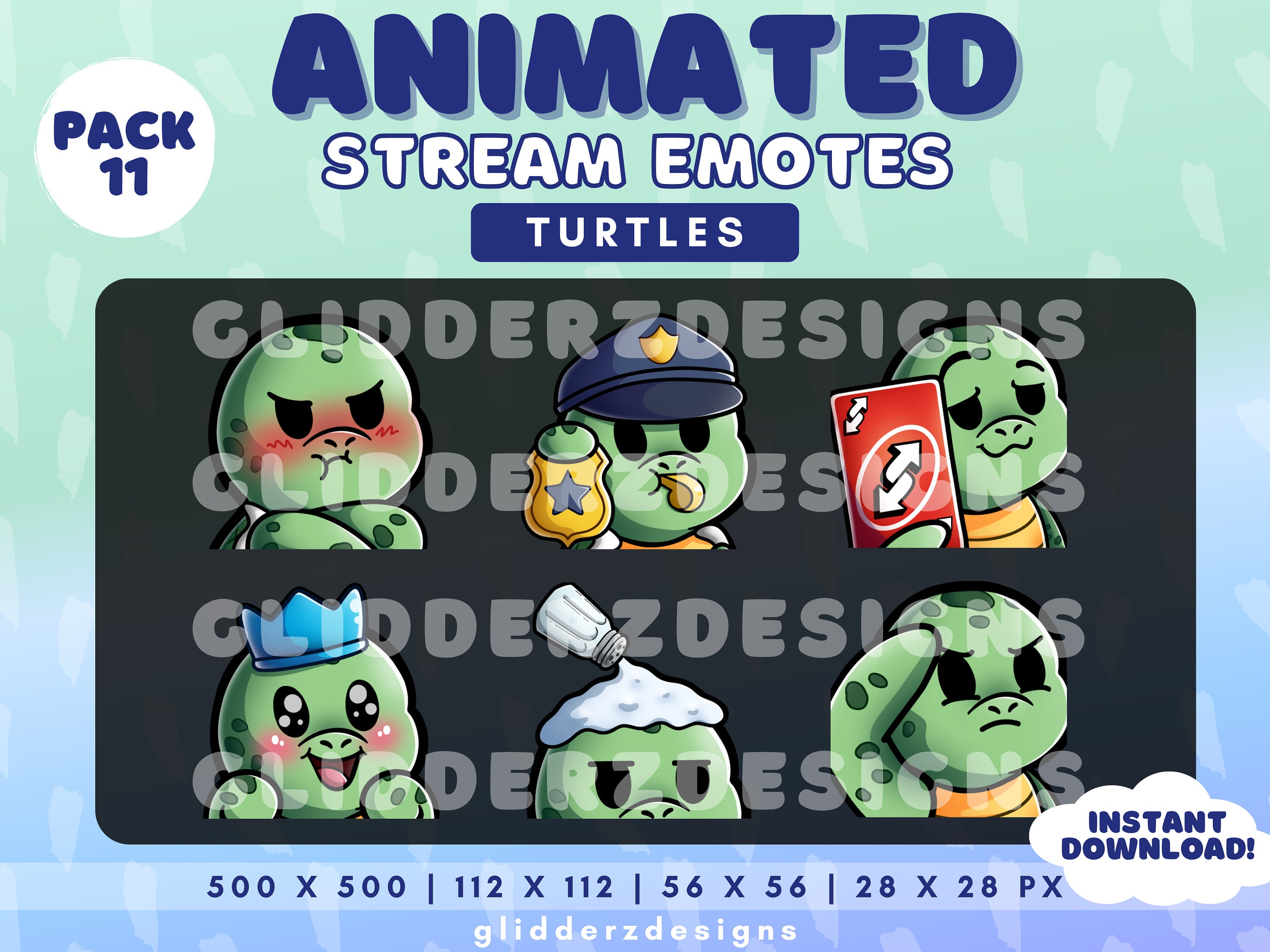 Turtle Animated Twitch Emote Pack 11 | 6 Turtle Animated Emotes ...