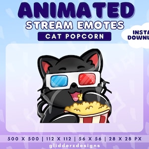 Cat Eating Popcorn Animated Emote | Popcorn Animated Twitch Emote | Cat ...
