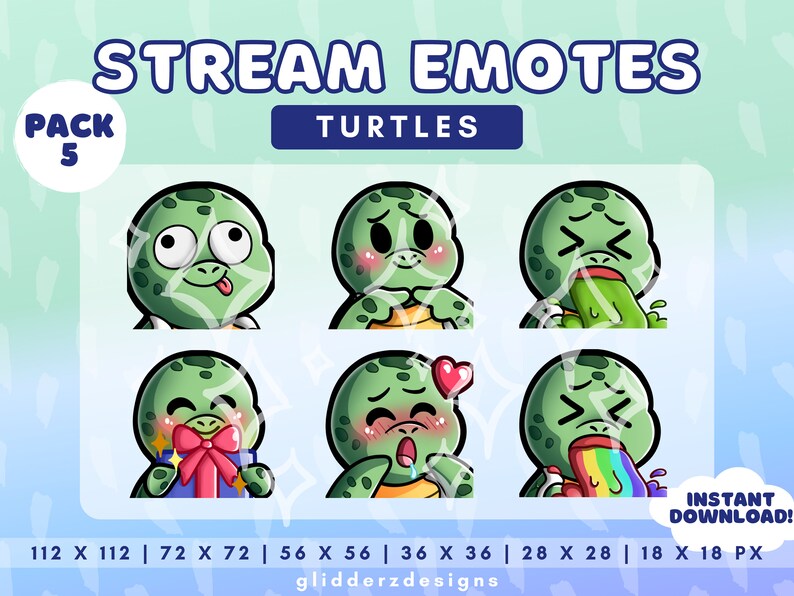 Turtle Twitch Emote Jumbo Pack 2 | Sea Turtle Emotes | 24 Turtle Emotes ...