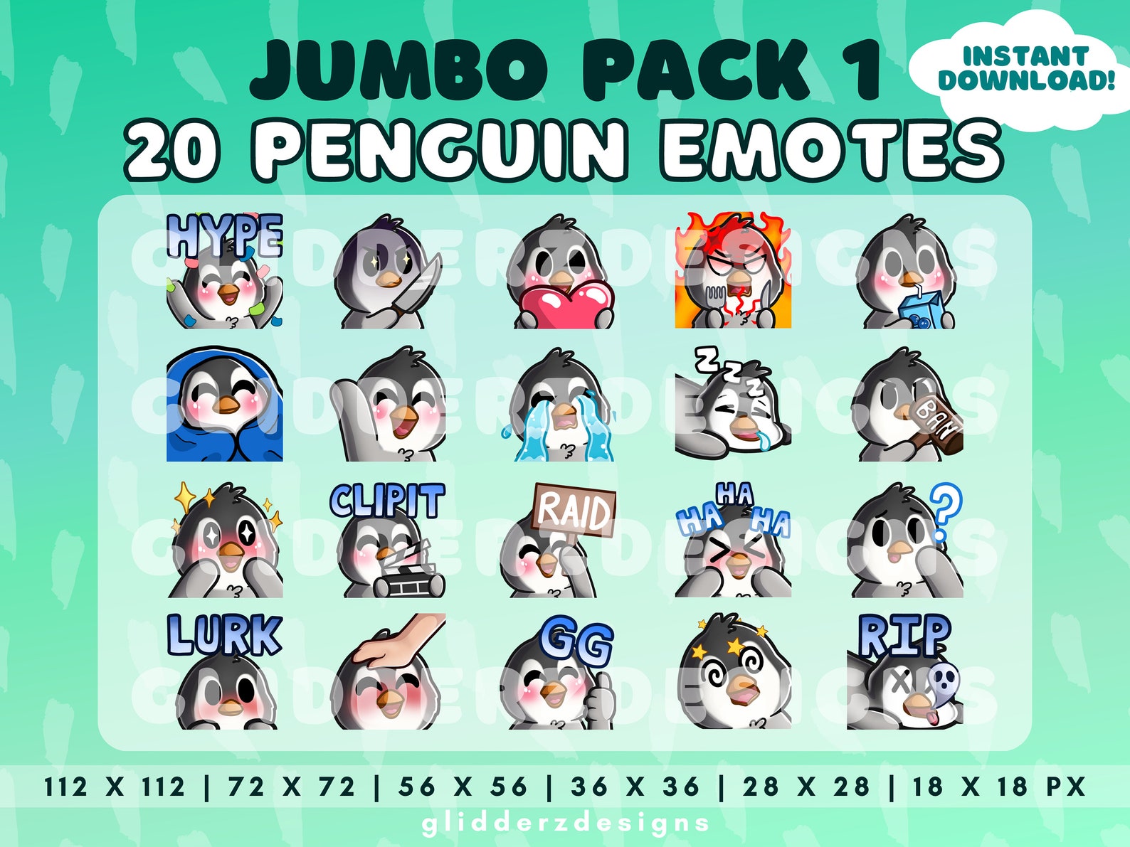 Penguin Twitch Emote JUMBO Pack 1 20 Penguin Emotes Twitch - Etsy