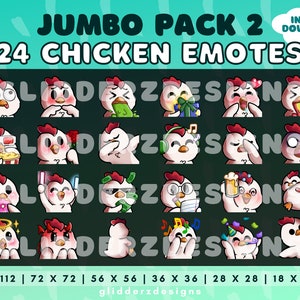 Chicken Twitch Emote Jumbo Pack 2 | Chicken Emotes | 24 Chicken Emotes ...