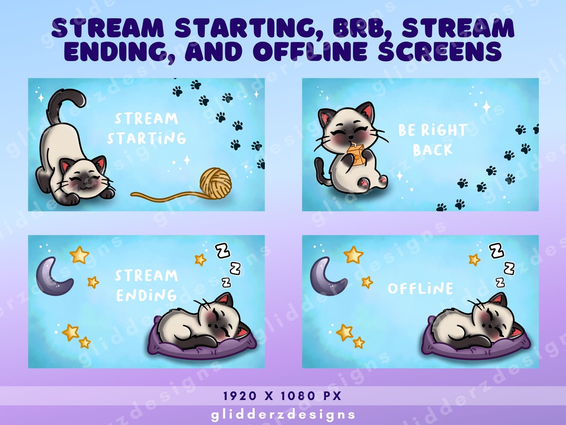 Cat Twitch Overlay Package Animated Stream Overlay Cat - Etsy