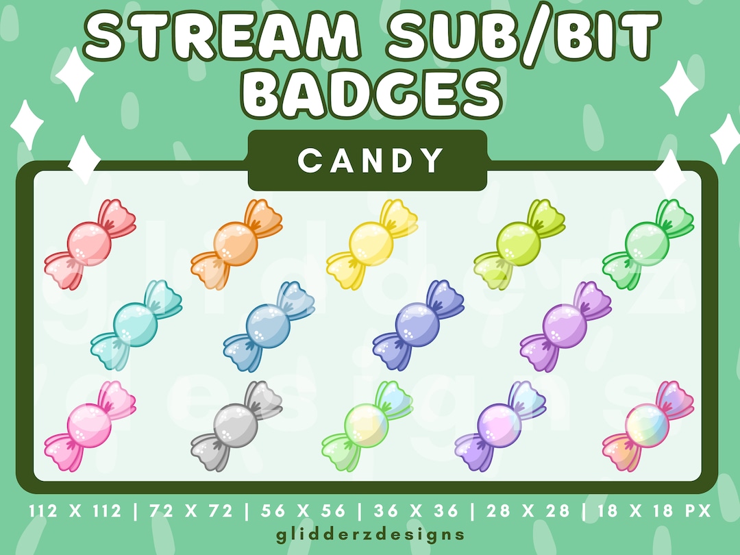 Candy Twitch Sub Badge | Rainbow Candy Stream Badge | Cute Twitch Food ...