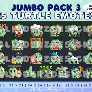 Turtle Emote Jumbo Pack 3 Sea Turtle Twitch Emotes 25 Turtle Emotes for ...