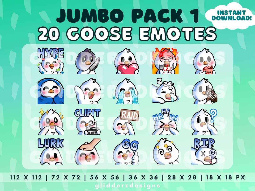 Goose Emote Twitch JUMBO Pack 1 | 20 Goose Twitch Emotes | Cute Goose ...