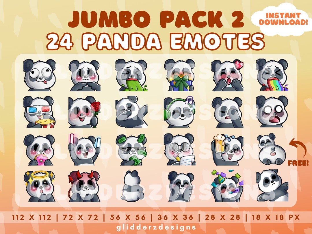 Panda Twitch Emote Jumbo Pack 2 | Panda Emotes | 24 Panda Emotes for ...