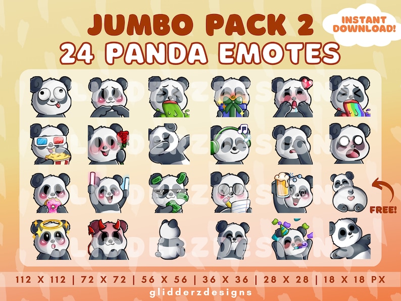 Panda Twitch Emote Jumbo Pack 2 Panda Emotes 24 Panda - Etsy