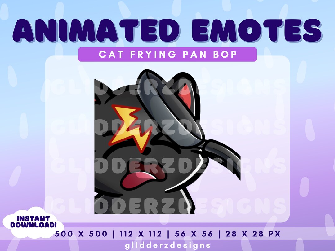 Black Cat Bop Animated Emote | Frying Pan Emote Twitch | Cute Cat ...