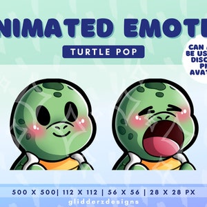 ANIMATED Pop Emote | Turtle Pop Twitch Emote | Sea Turtle Pop Animated ...