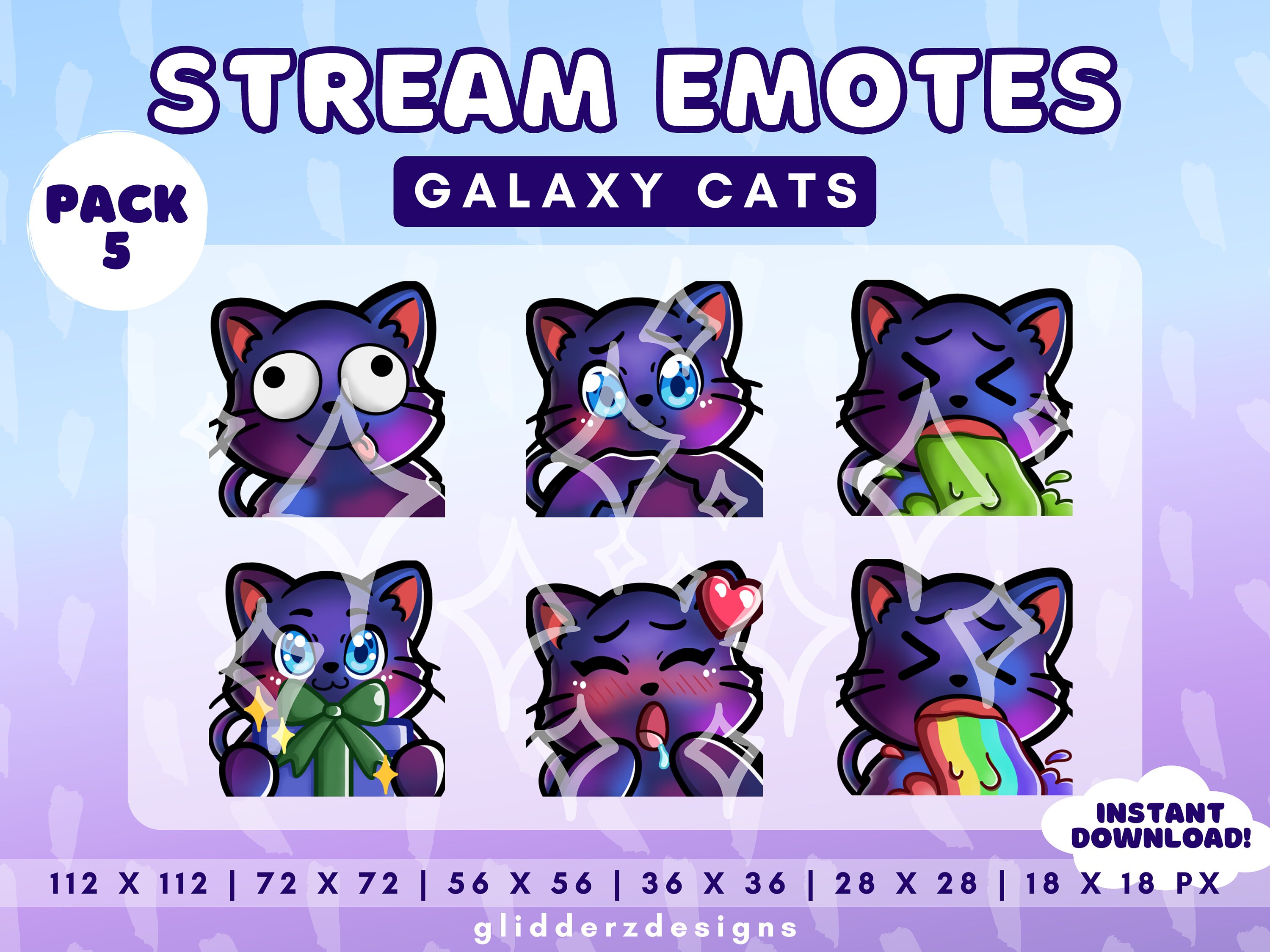Galaxy Cat Twitch Emote Jumbo Pack 2 | Space Cat Emotes Twitch | 24 Cat ...