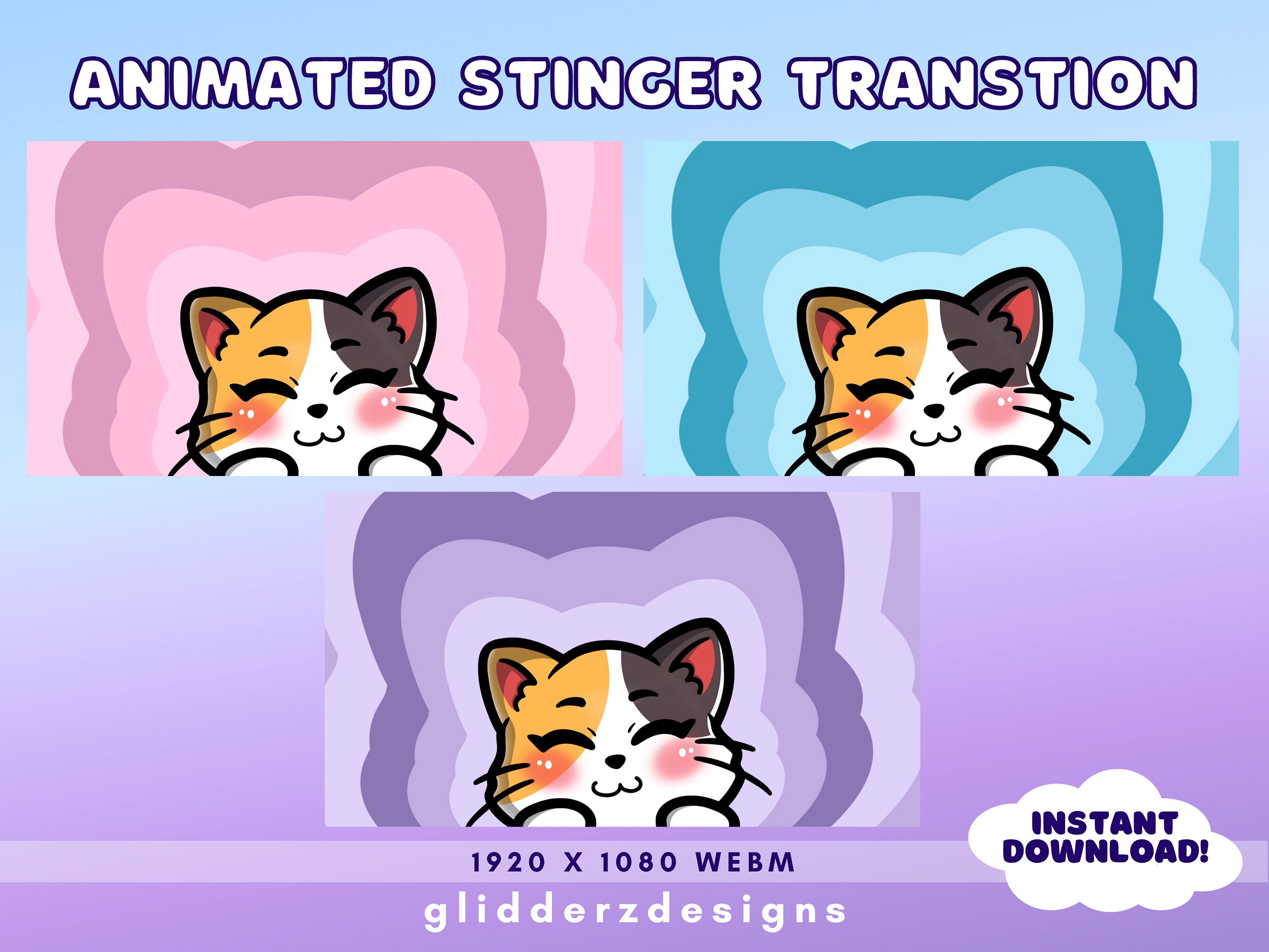 Cat Stinger Transition Calico Cat Twitch Transition Cute - Etsy