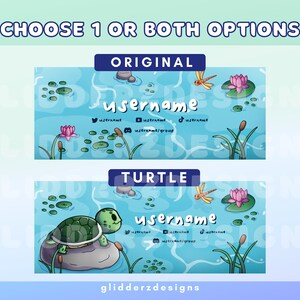 Turtle Twitch Banner | Pond Twitch Banner | Cute Turtle Banner for ...