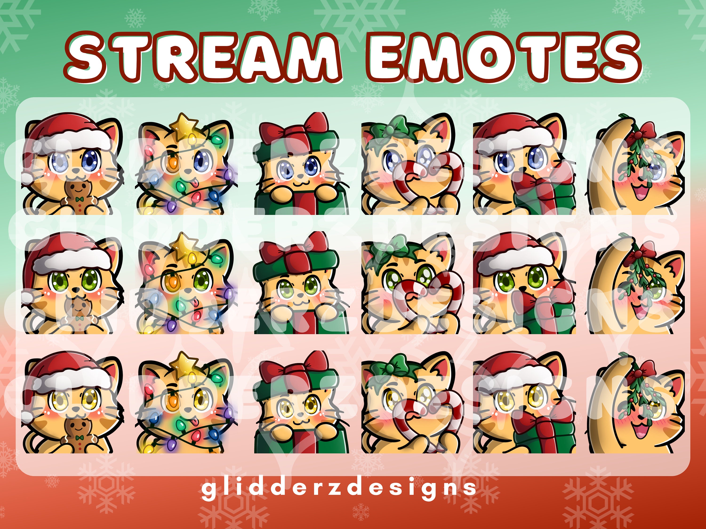 Christmas Cat Twitch Emotes | Christmas Twitch Emotes | Cat Holiday ...