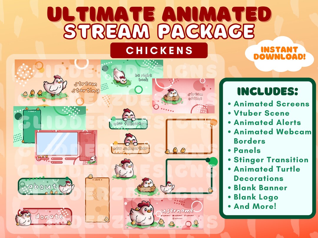 ULTIMATE Chicken Animated Twitch Package | Chicken Stream Package ...