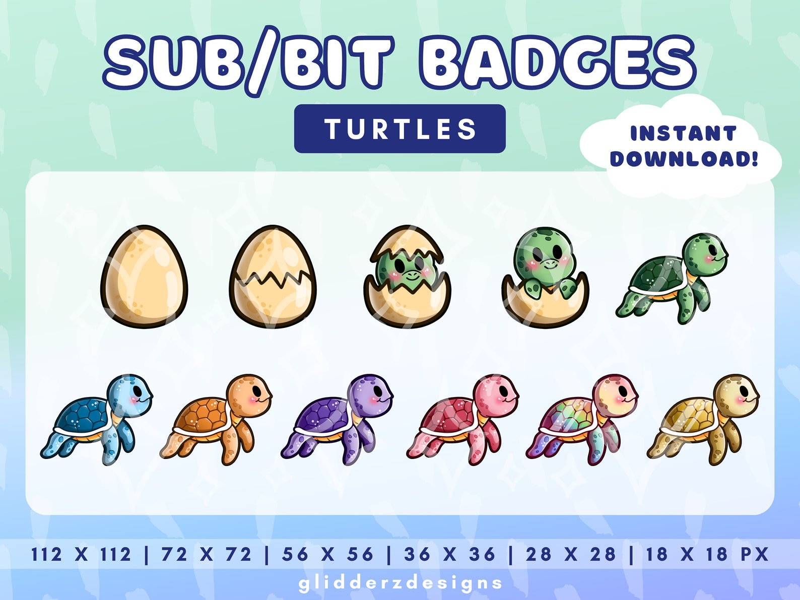 Sea Turtle Sub Badge Twitch | Cute Turtle Twitch Badge | Sea Turtle ...