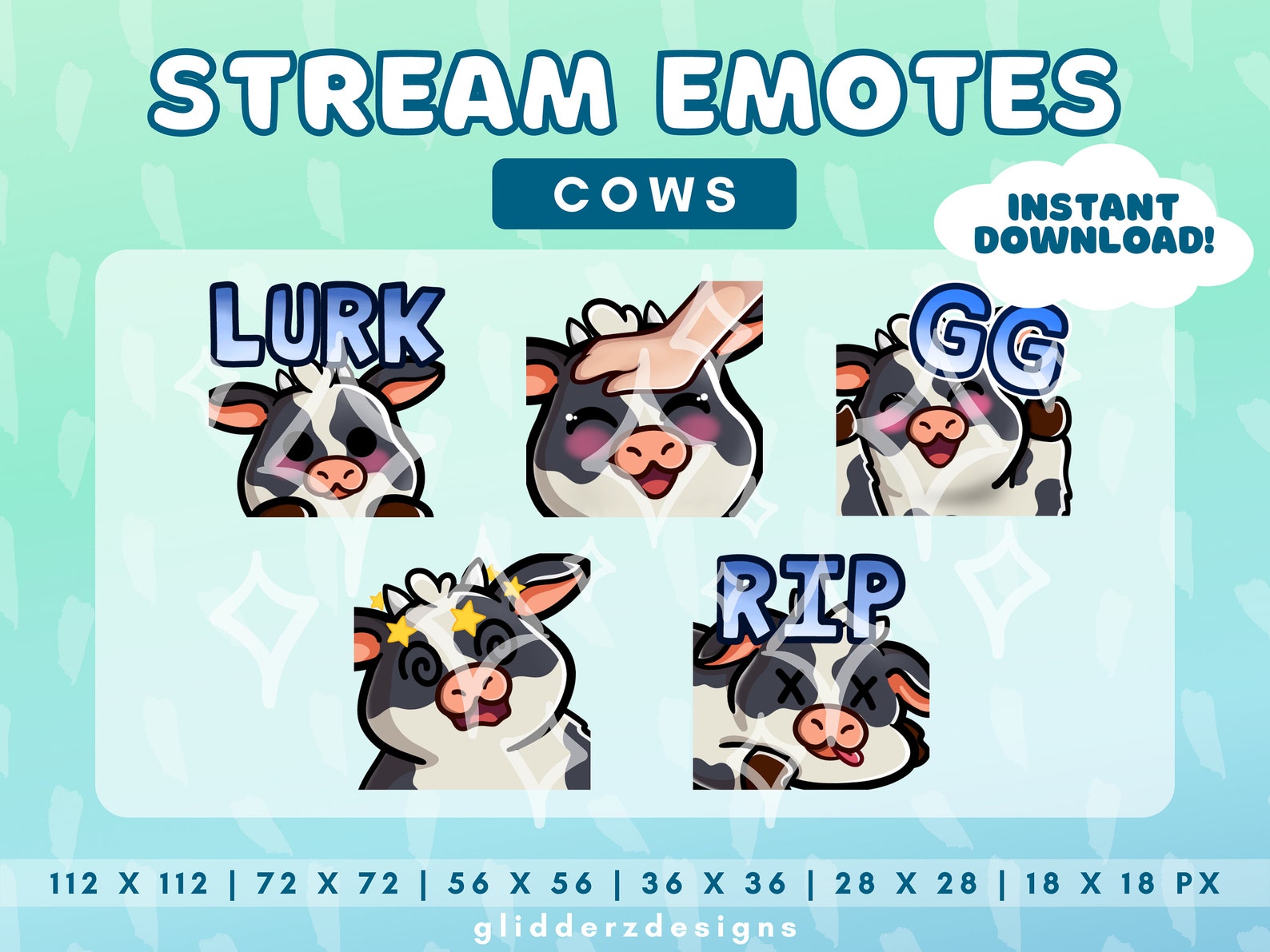 Cow Emotes Twitch JUMBO Pack 21 Pack Cow Stream Emotes Cow | Etsy