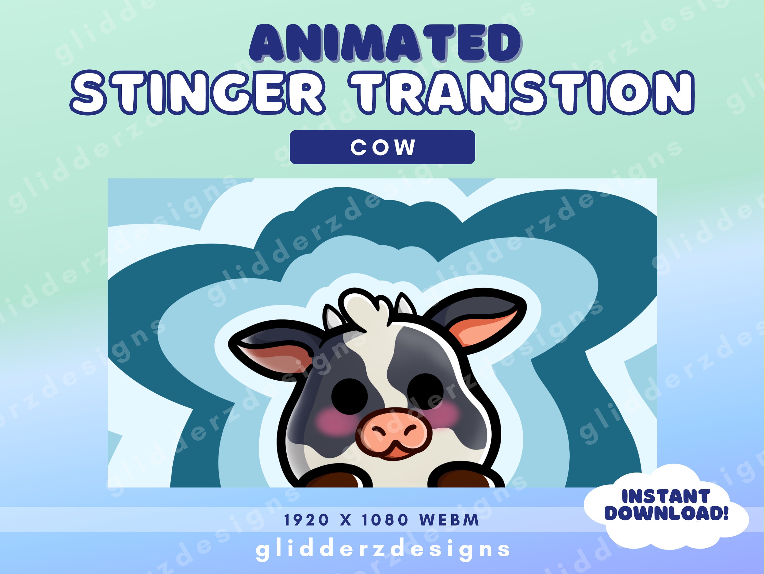 Cow Stinger Transition Twitch Cow Stream Transition Black - Etsy