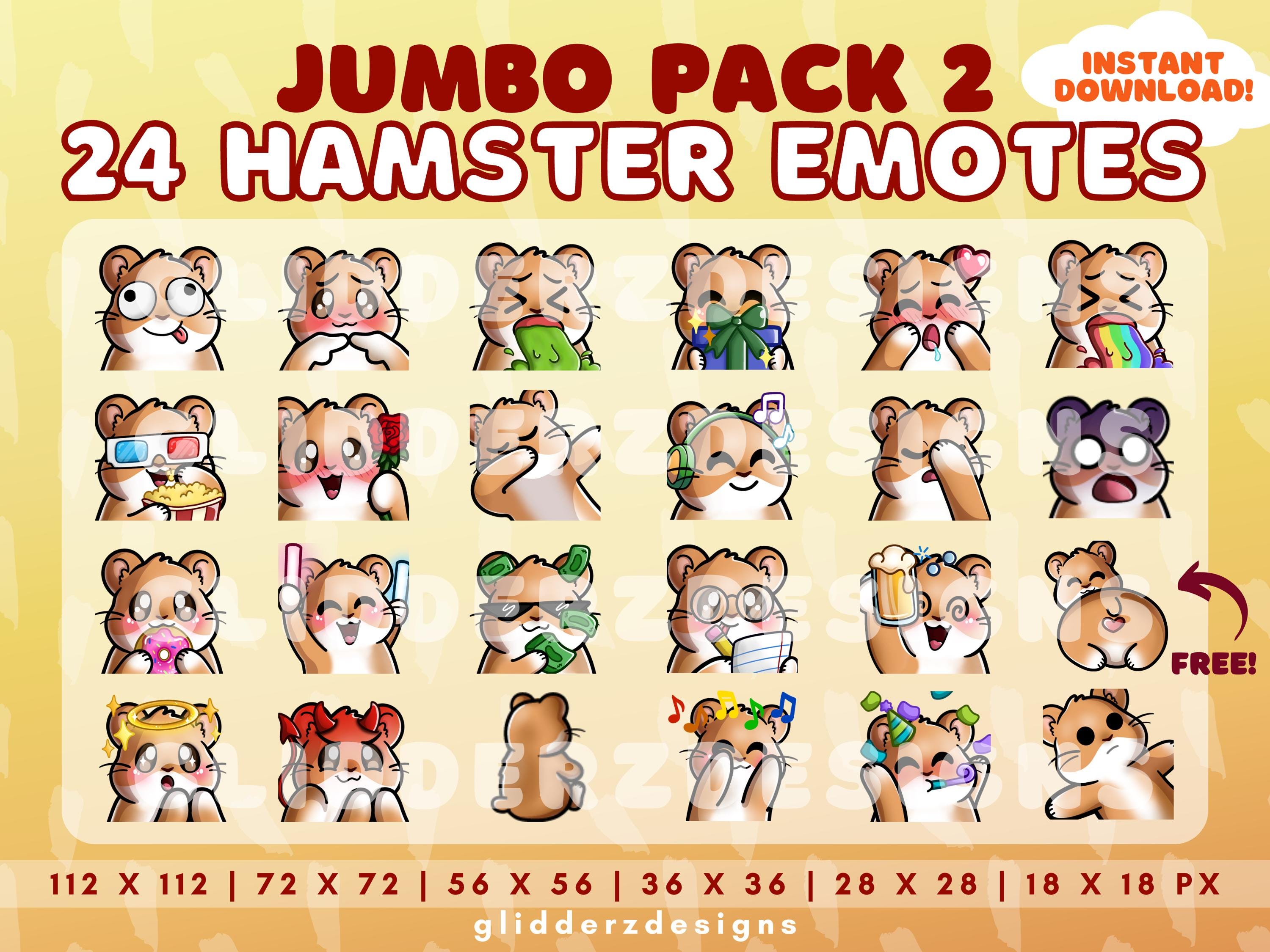 Tan Hamster Twitch Emote Jumbo Pack 2 | 24 Hamster Emotes for Discord ...