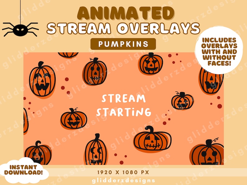 ANIMATED Pumpkin Overlays | Twitch Halloween Overlay | Jackolantern ...