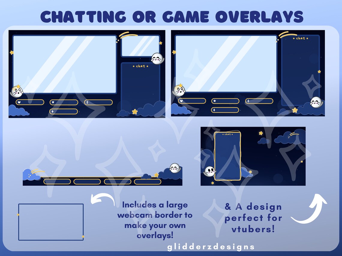 Ghost Twitch Overlays | Night Sky Overlays for Stream | Cloudy Night ...