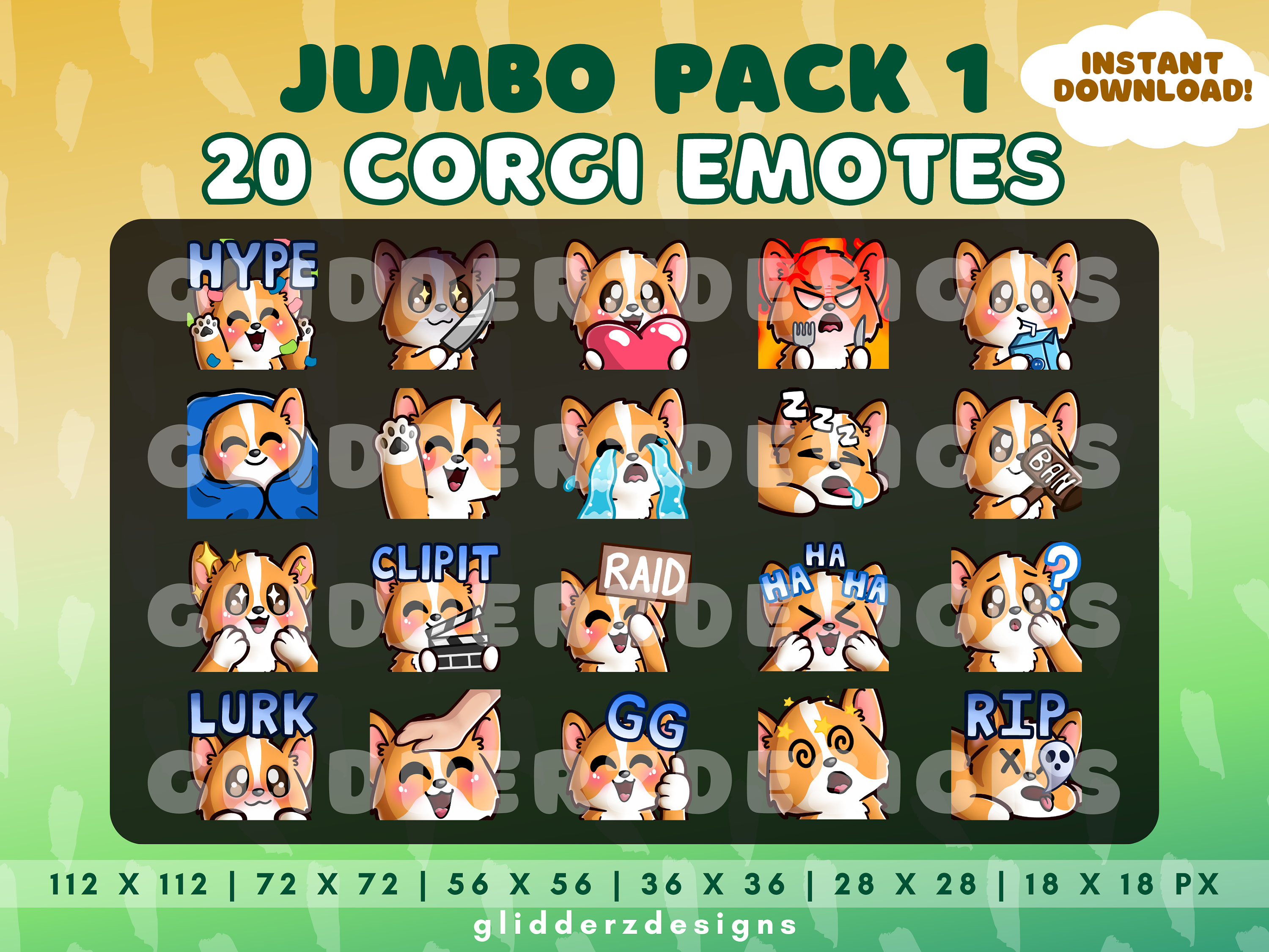 Corgi Emote Jumbo Pack 1 | 20 Corgi Twitch Emotes | Cute Puppy Emotes ...