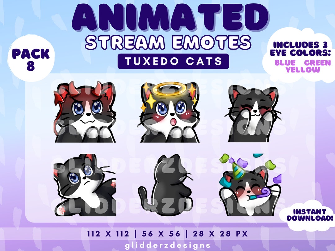 Tuxedo Cat Animated Emote Pack 8 Tuxedo Cat Animated Twitch Emotes Cat ...