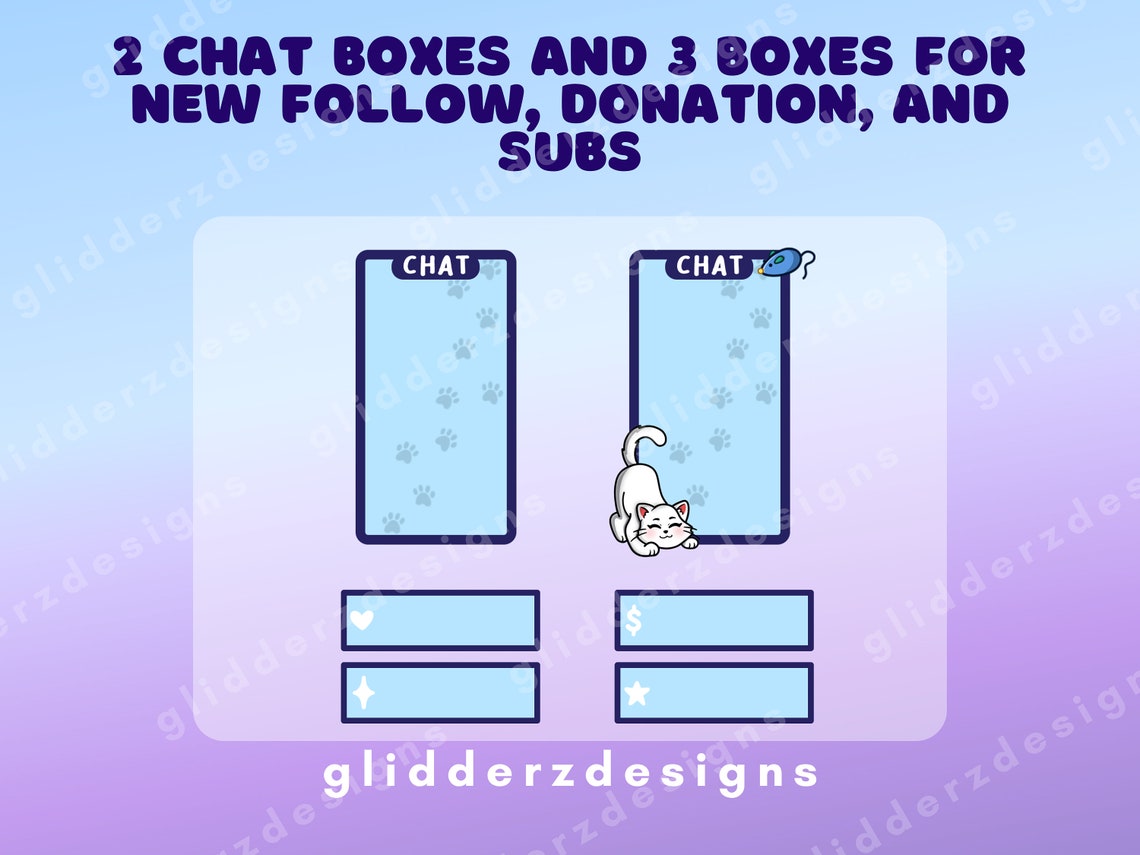 White Cat Twitch Overlay ANIMATED Twitch Cat Overlay - Etsy