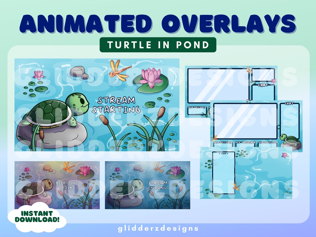 Turtle in Pond Animated Overlay | Turtle Twitch Overlay | Pond Twitch ...