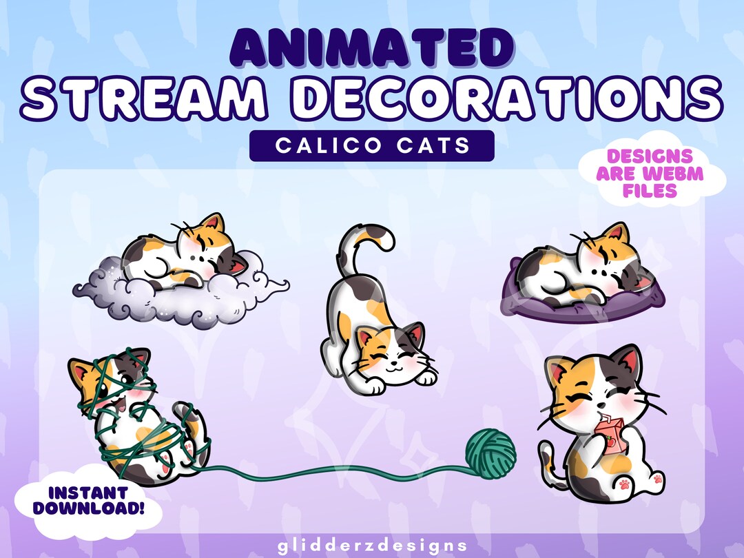 Cat Animated Stream Decoration and Alerts | Calico Cat Animated Alerts ...