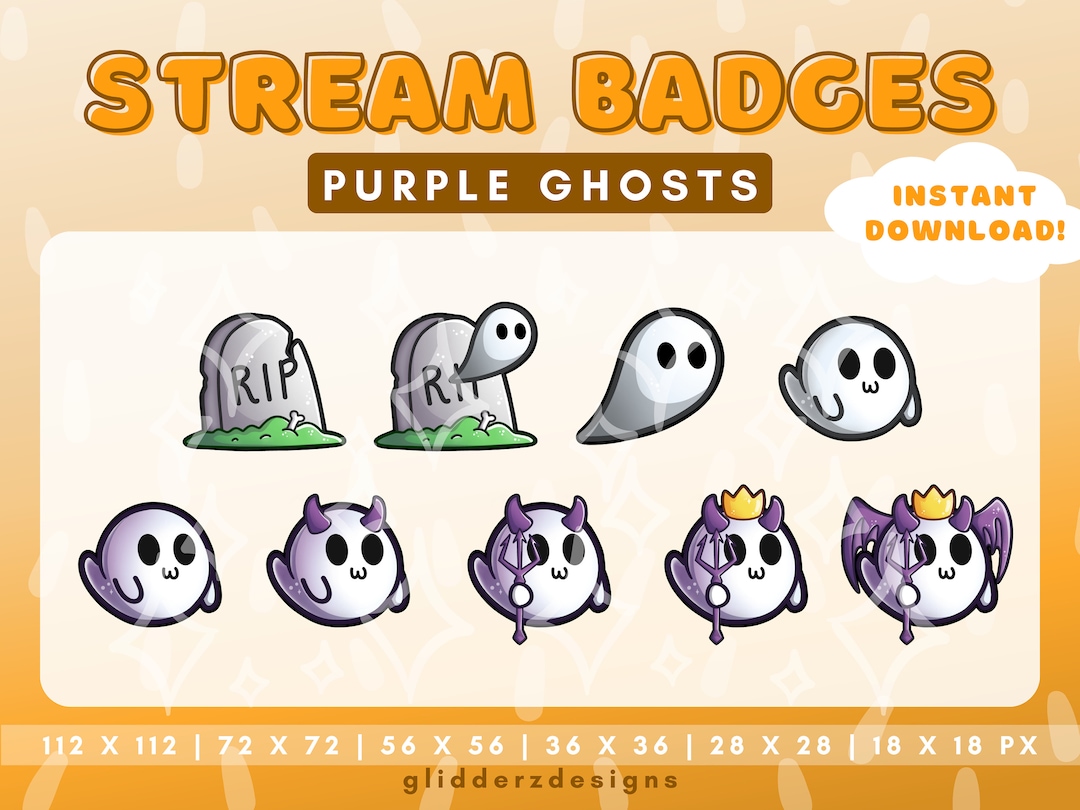 Ghost Twitch Badges | Cute Ghost Sub Badges | Ghost Stream Badges | Halloween Twitch Badges ...