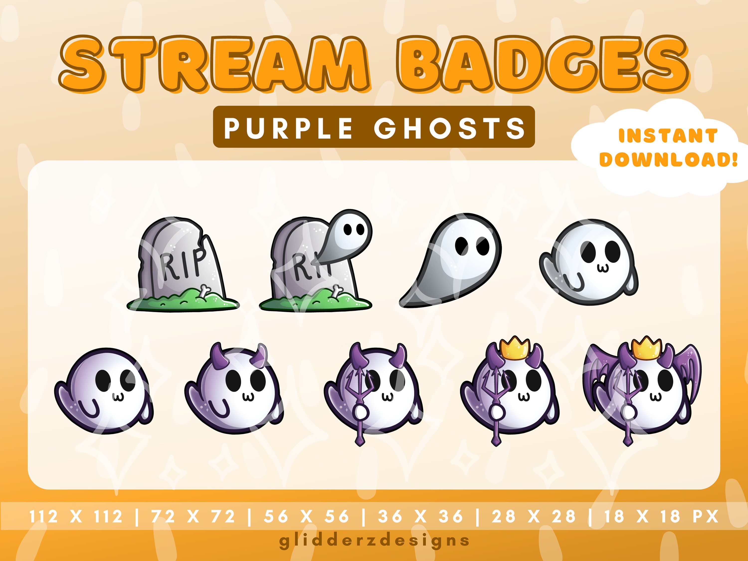 Ghost Twitch Badges | Cute Ghost Sub Badges | Ghost Stream Badges ...