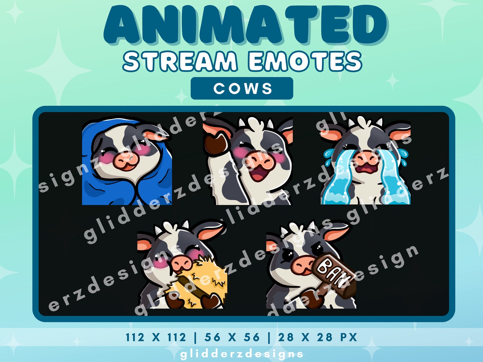 Animated Emote Twitch Cow Animated Emotes for Streams - Etsy