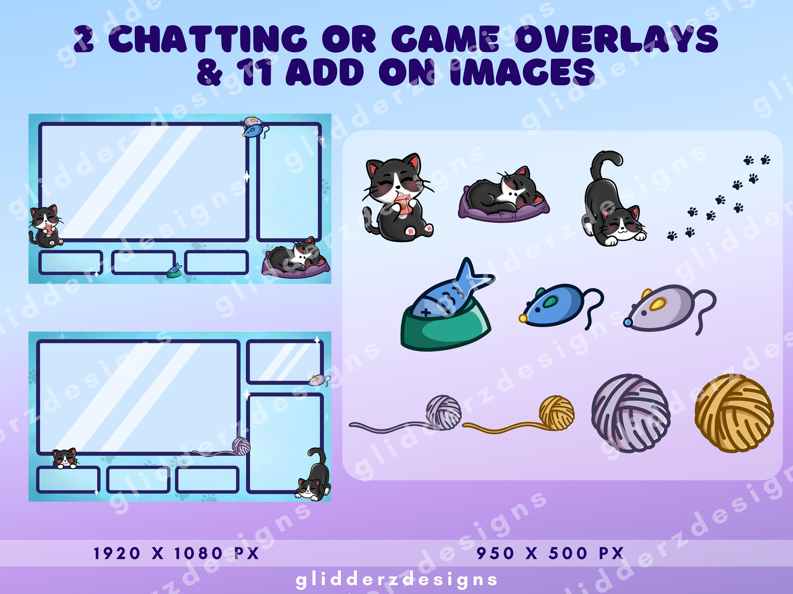 ANIMATED Cat Twitch Overlay Tuxedo Cat Stream Overlays - Etsy